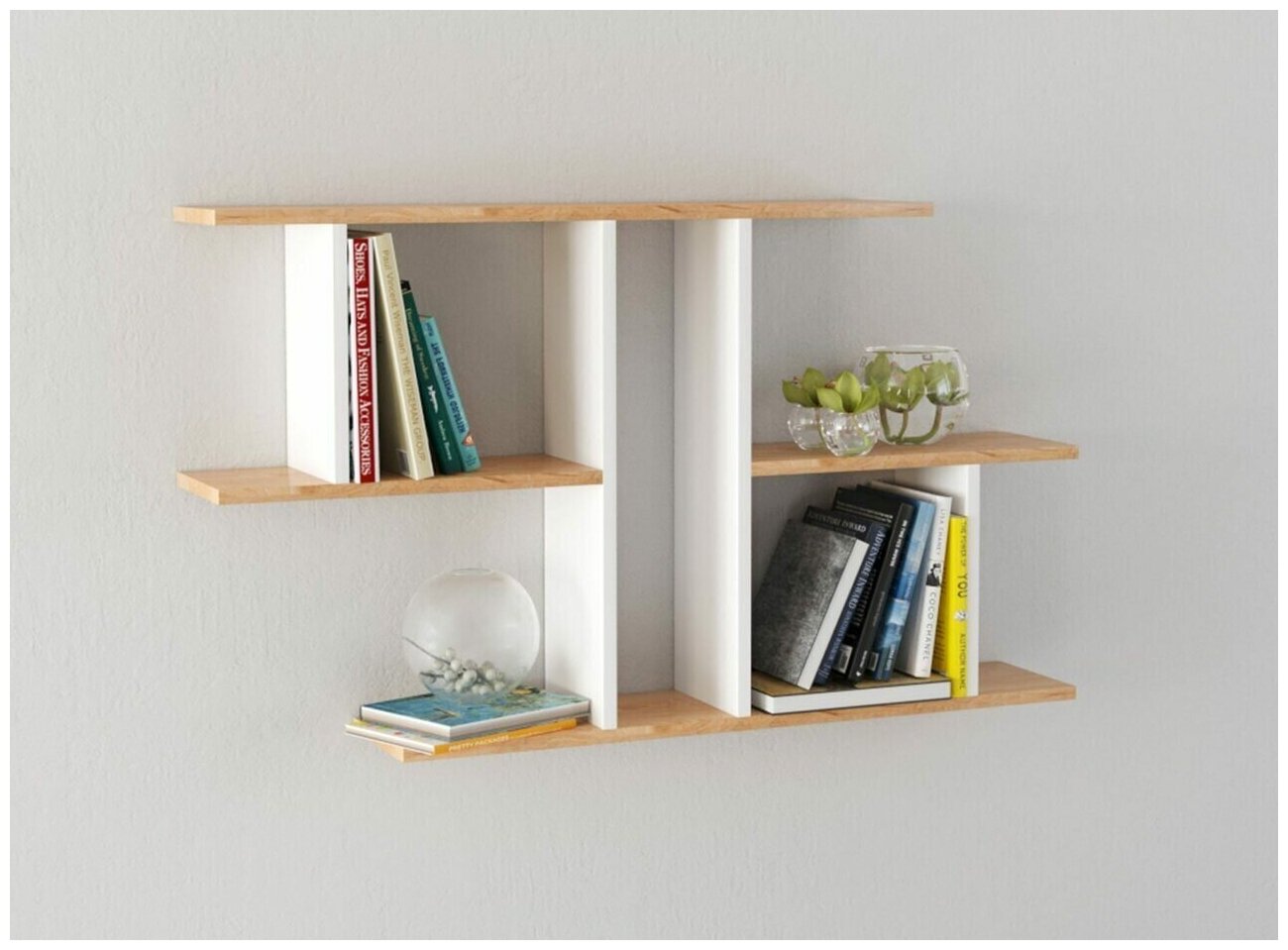 Полка навесная ПН-4 (Гикори рокфорд/Белый) 105х18х60