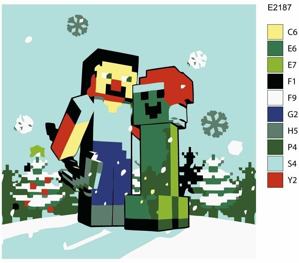 Детская картина по номерам E2187 "Игра Minecraft (Майнкрафт)" 30x30