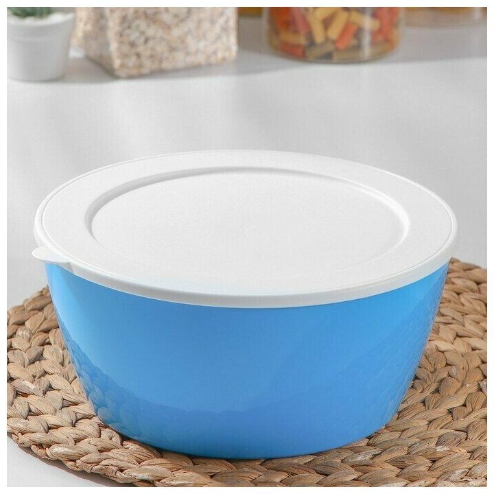 Чаша с крышкой, 23 см, 3 л, миска пластиковая, салатница