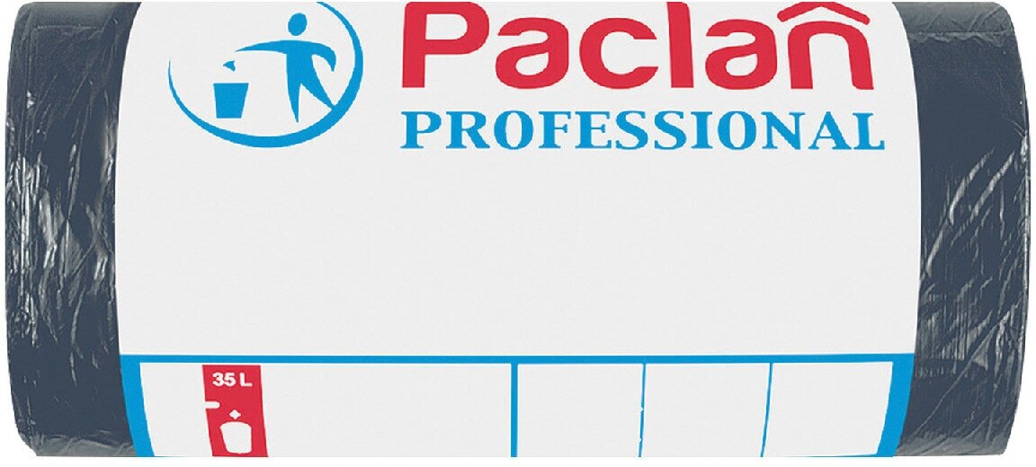 Мешки для мусора 35 л, черные, в рулоне 50 шт, ПНД, 6,2 мкм, 50х60 см, PACLAN "Professional", 40303