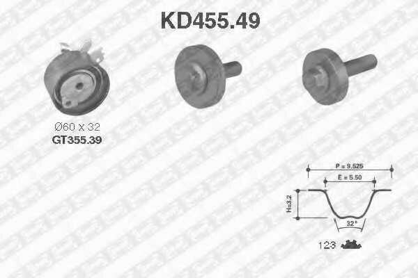 Комплект ремня ГРМ SNR KD45549, 1 шт.