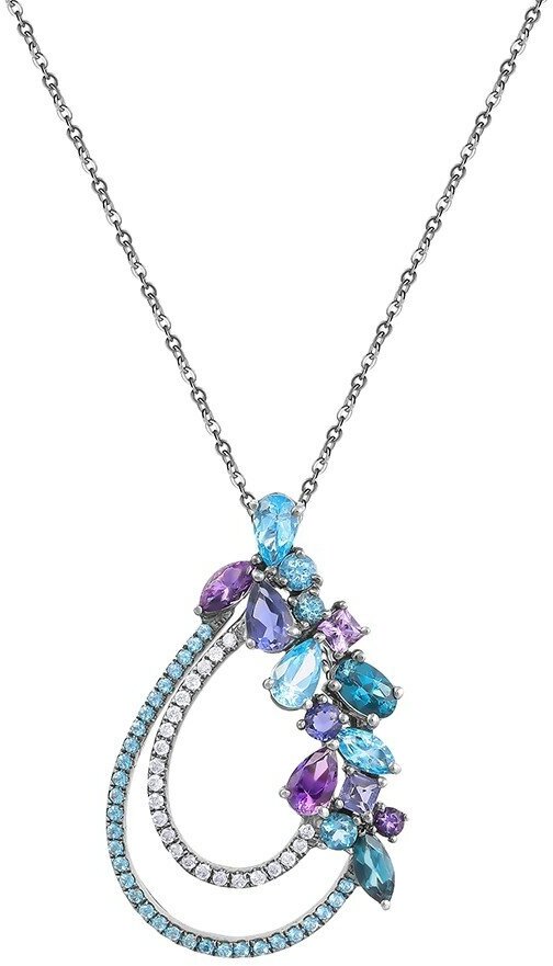 Шарм, золото, 585 проба, иолит, аметист, топаз, бриллиант