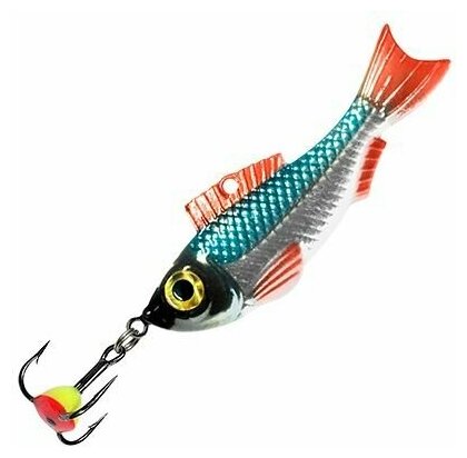 Блесна для рыбалки зимняя AQUA NATURAL 06,0g, цвет 01 (серебристо-голубой, красный) 1 штука