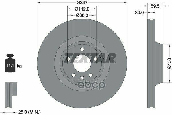 Диск тормозной TEXTAR (кратность 2 шт) Textar арт. 92132400