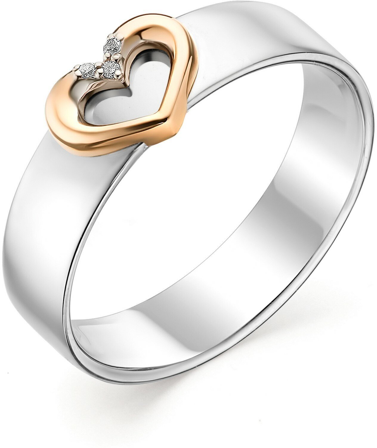 Кольцо, серебро, 925 проба, родирование, бриллиант