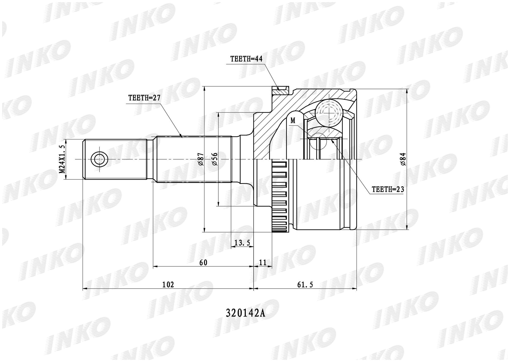 ШРУС внешний 27 23 ABS 44 перед прав лев INKO 320142A