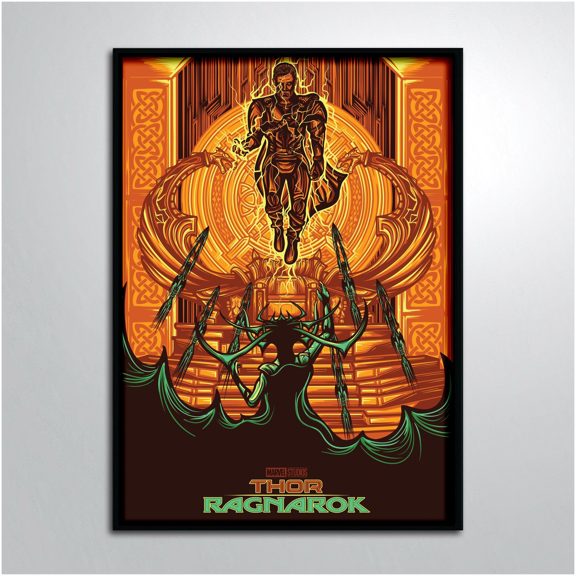 Постер без рамы/Марвел Тор Рагнарёк Арт Оранжевый Marvel Thor: Ragnarok