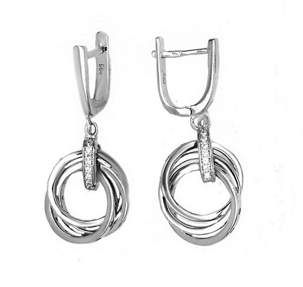 Серьги, серебро, 925 проба, фианит
