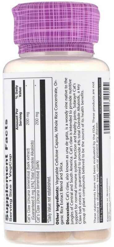 Solaray Cat's Claw Bark Extract 200 мг 30 капсул (Solaray)