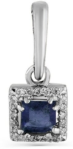 Подвеска, белое золото, 585 проба, сапфир, бриллиант