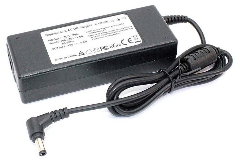 Блок питания (сетевой адаптер) OEM для ноутбуков Lenovo 19V 4.2A 80W 5.5x2.5 мм черный, с сетевым кабелем