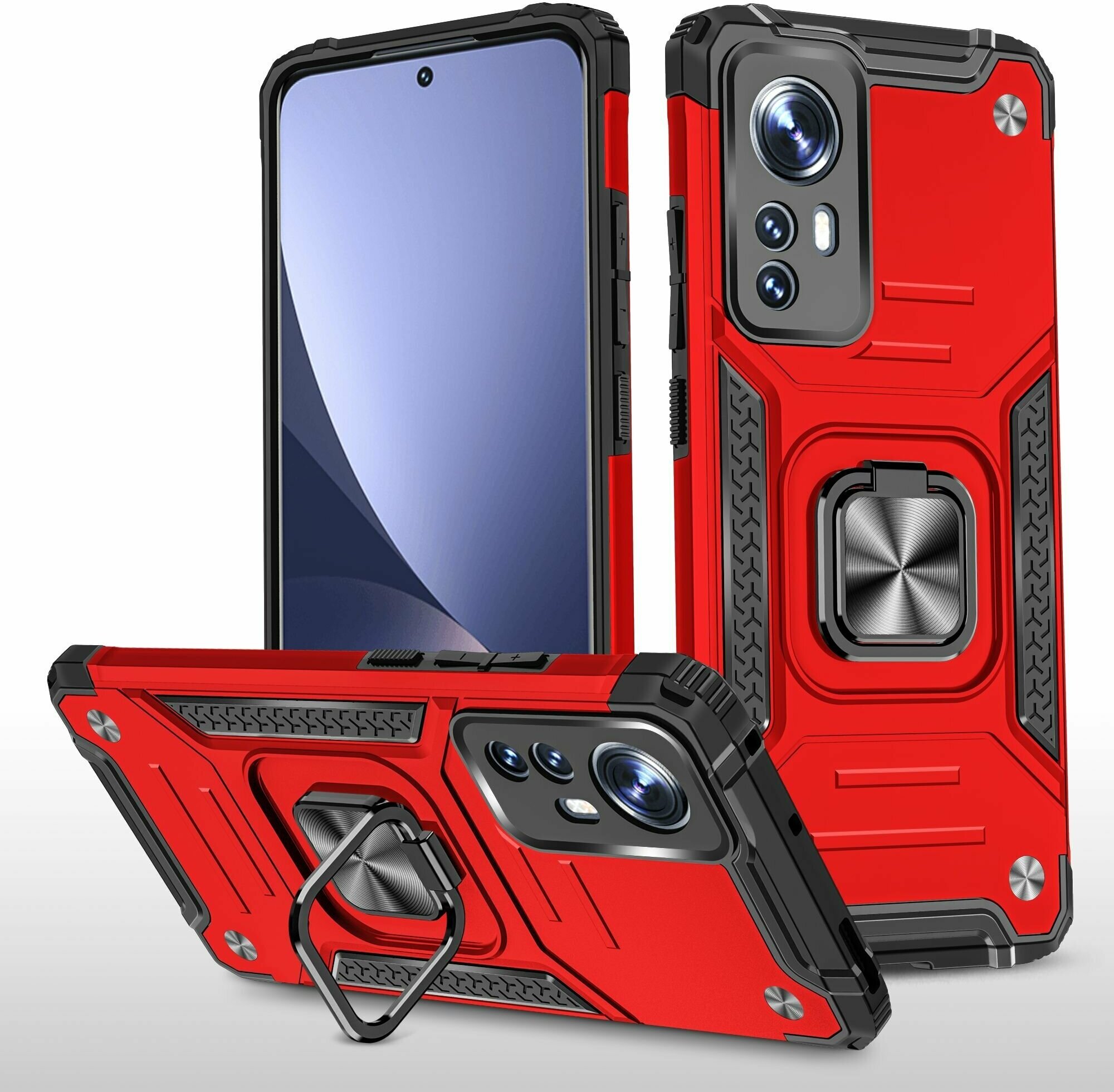 Чехол противоударный для Xiaomi 12 и 12X / Сяоми 12 и 12Х armor (Красный)
