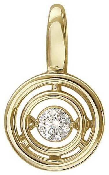 Подвеска, желтое золото, 585 проба, фианит