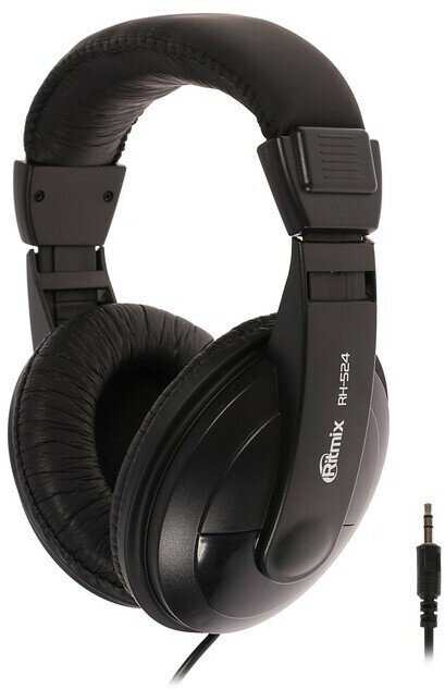 Наушники Ritmix RH-524, полноразмерные, 99 дБ, 32 Ом, 3.5 мм, 2 м, черные**