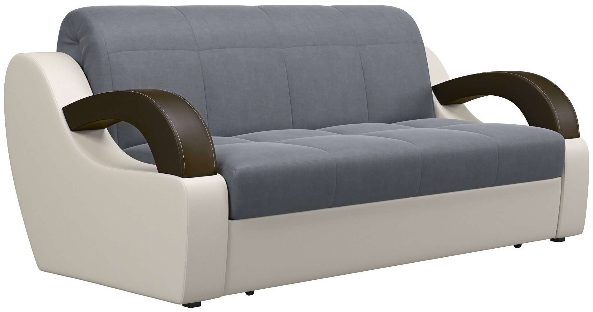 Диван Мадрид 1,4 - Velutto 32 серый/беж кожзам/ коричневая накладка