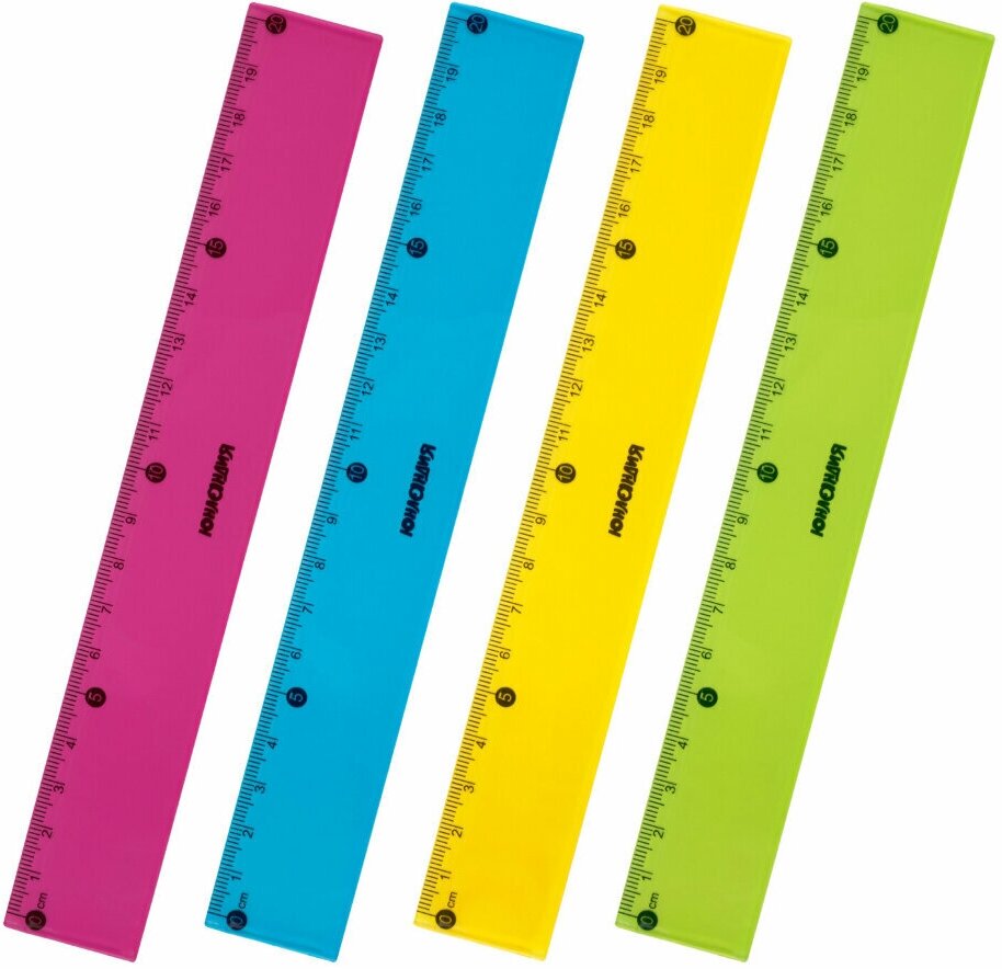 Линейка пластиковая 20 см юнландия "Color", тонированная, ассорти, 210753, 210753