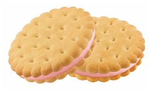 Печенье-сэндвич яшкино затяжное, с начинкой из клубничного крема, 3.4 кг, картонная коробка