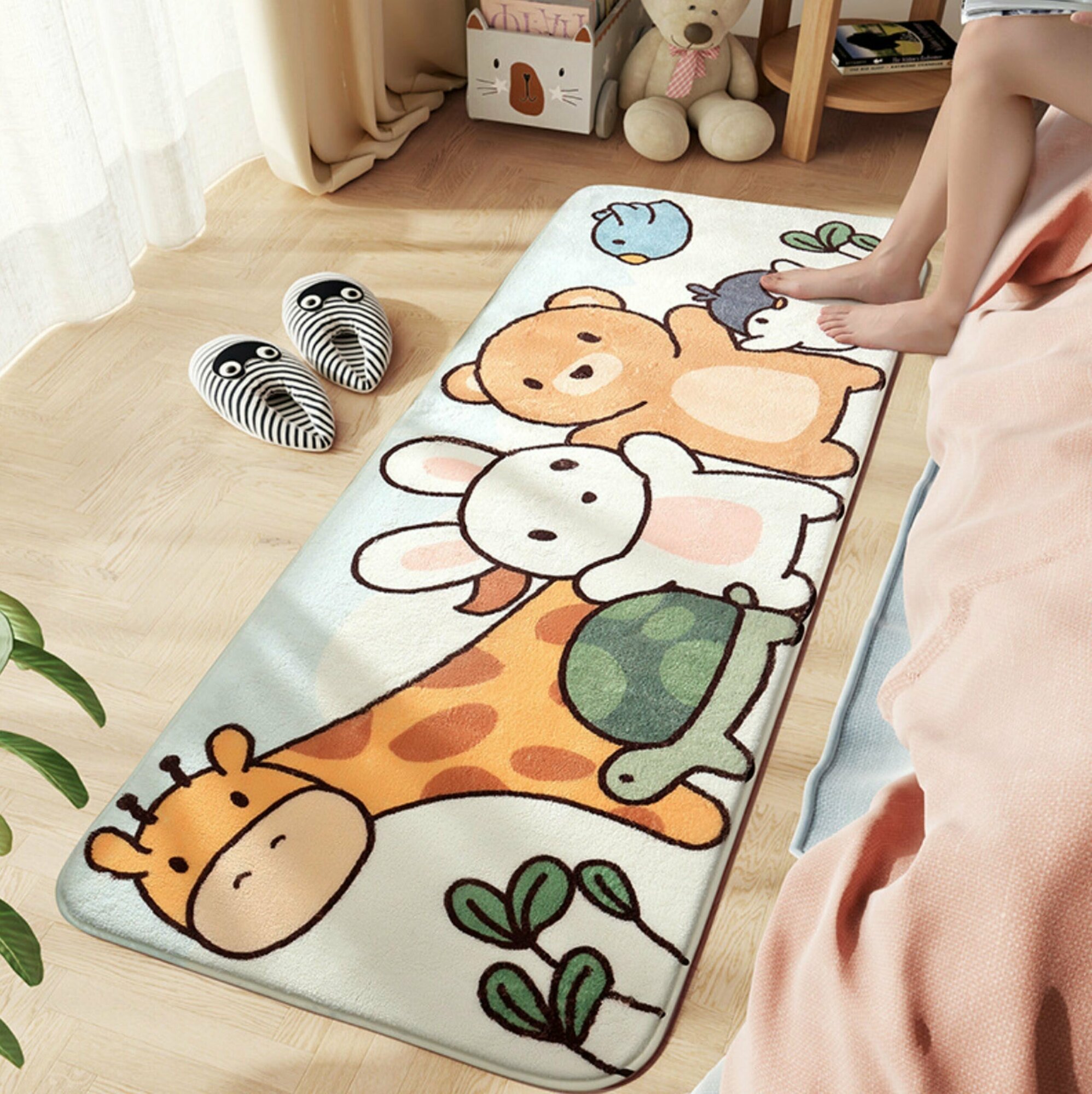 40x120см Прикроватный коврик GIRAFFE6 в детскую комнату с мягким ворсом в стиле Сканди разного цвета и сюжета