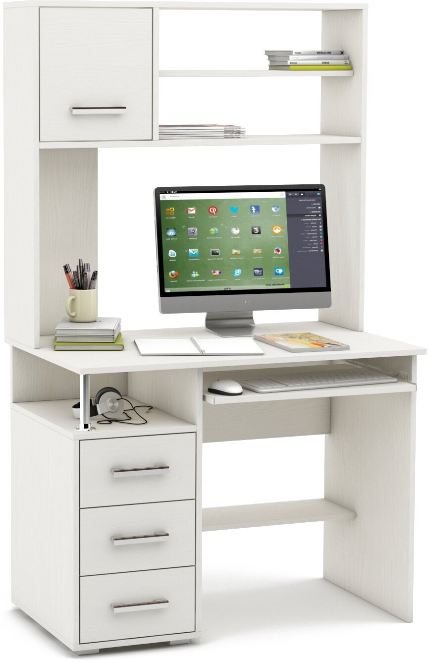 Компьютерный стол Амбер (Реал) 16К, ЛДСП, с надстройкой, 165 х 97 х 60 см