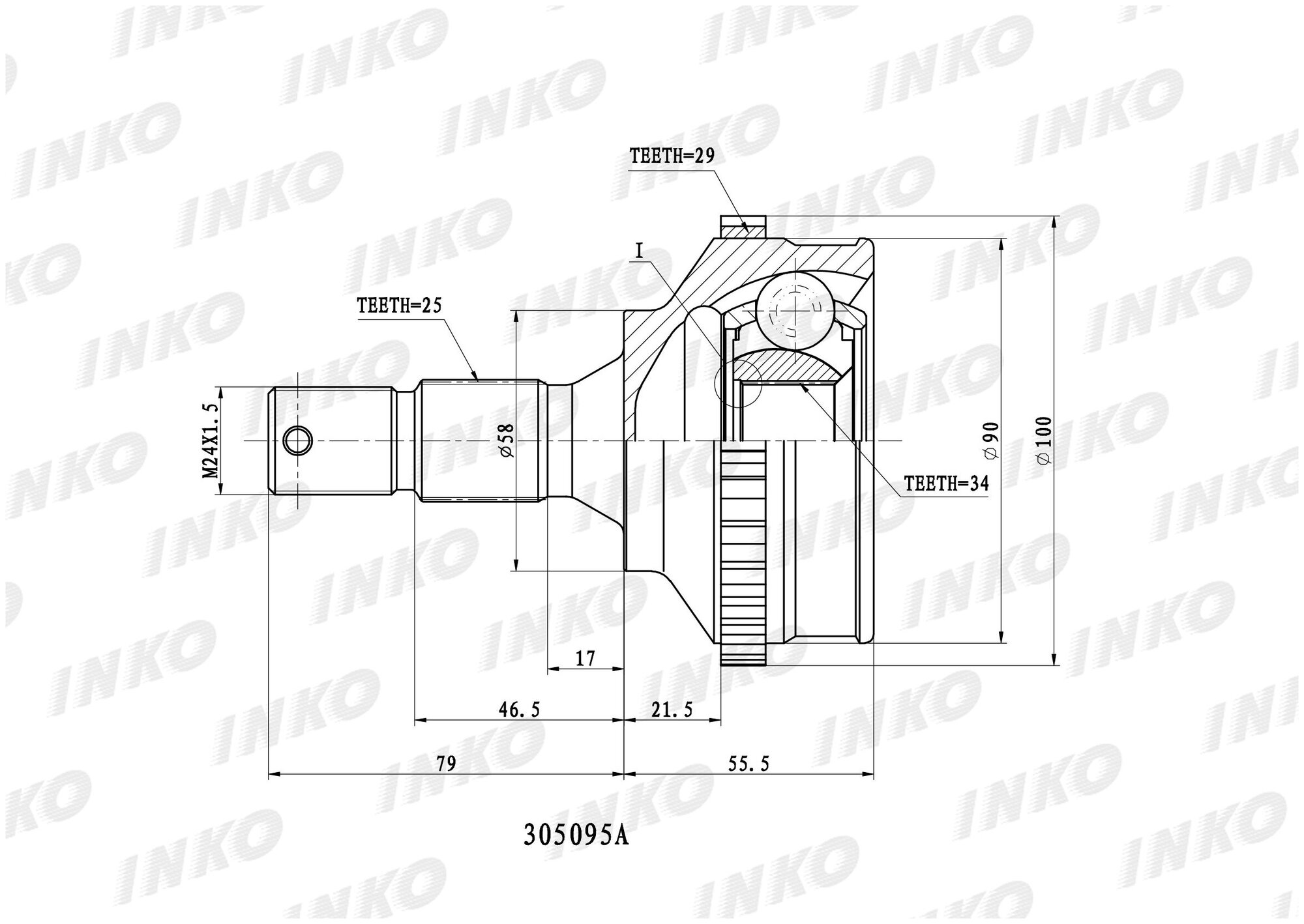 ШРУС внешний 25 34 ABS 29 перед прав лев INKO 305095A