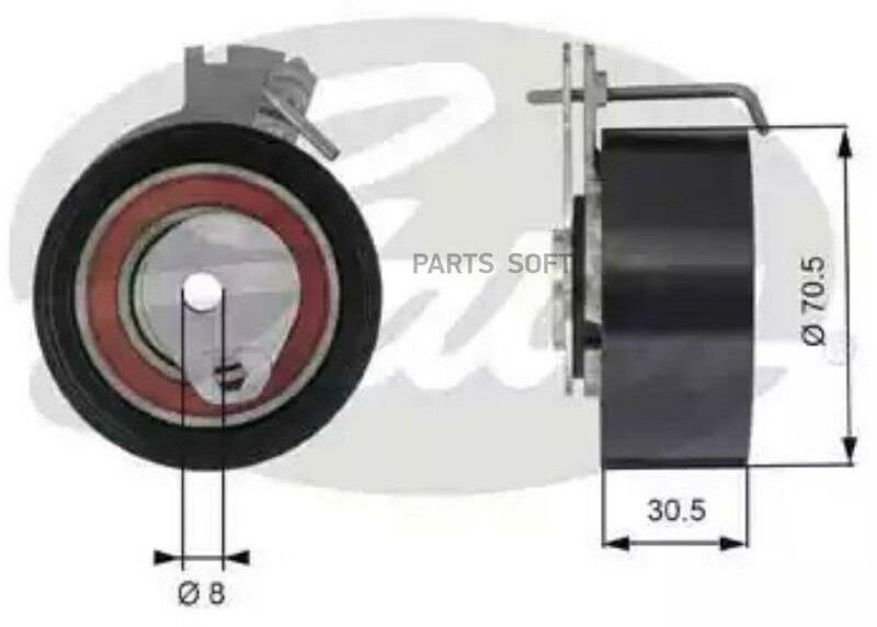 T43159 GATES Натяжитель ремня ГРМ PEUGEOT 207/307/PARTNER/CITROEN C3 1.6
