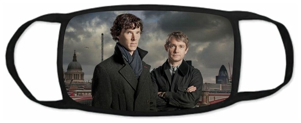 Маска на лицо Шерлок, Sherlock №8, Детская - 18 на 10 см