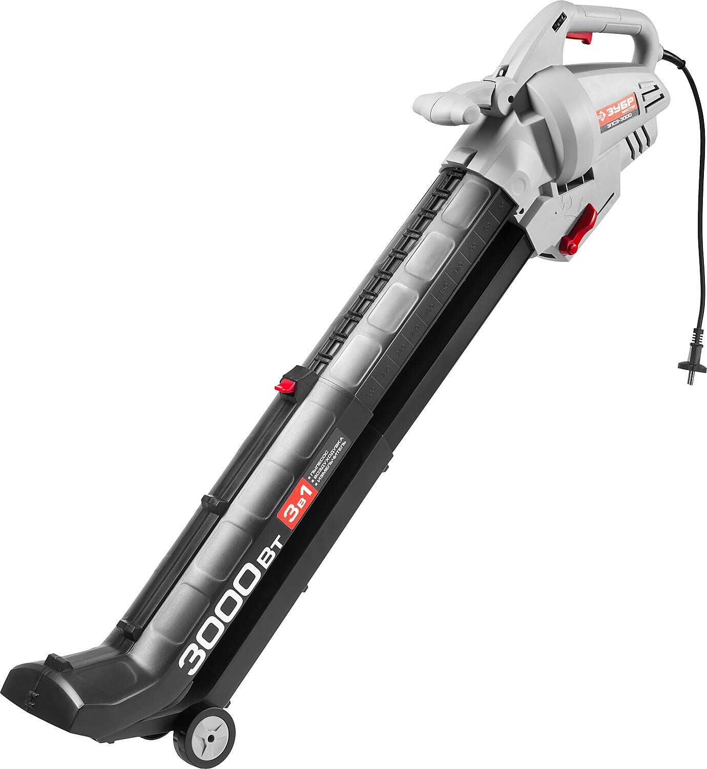 ЗУБР 3000 Вт, электрический садовый пылесос-воздуходувка ЗПСЭ-3000