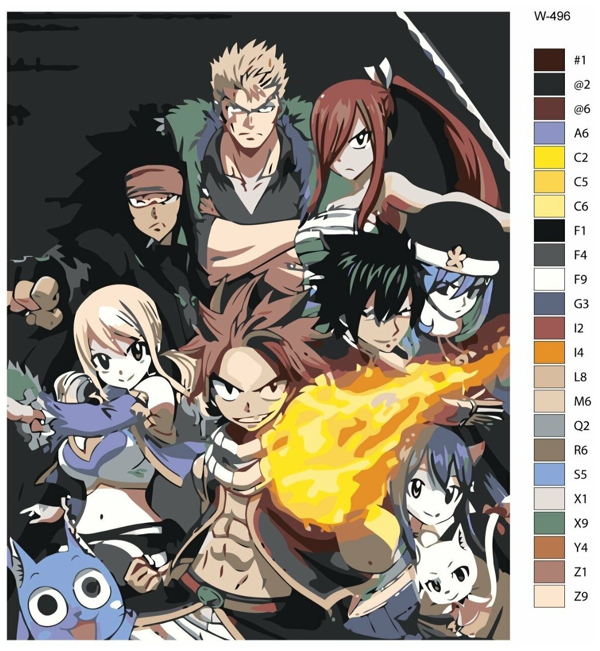 Картина по номерам W-496 "Аниме - Хвост Феи" 40х50