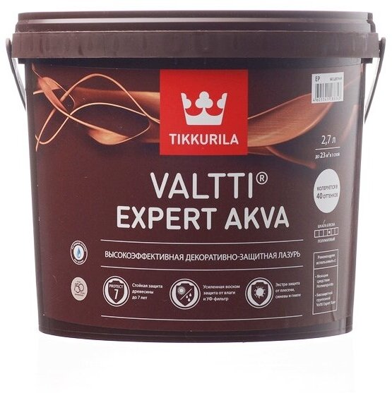 Антисептик Tikkurila/Tikkivala Valtti Expert Akva декоративный для дерева бесцветный 2,7 л