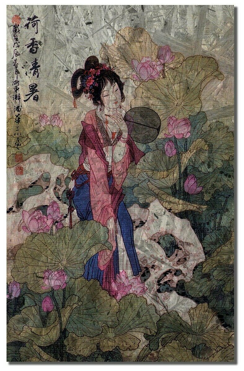 Картина интерьерная на рельефной доске, рисунок Китайская живопись Гохуа Азия - 6600 В