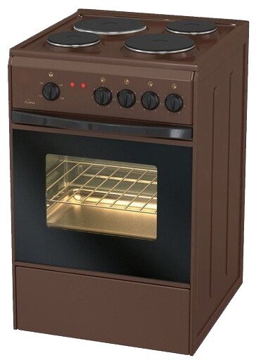 Плита Flama АЕ1403-B, газоэлектрическая, цвет коричневый, 4 конфорки