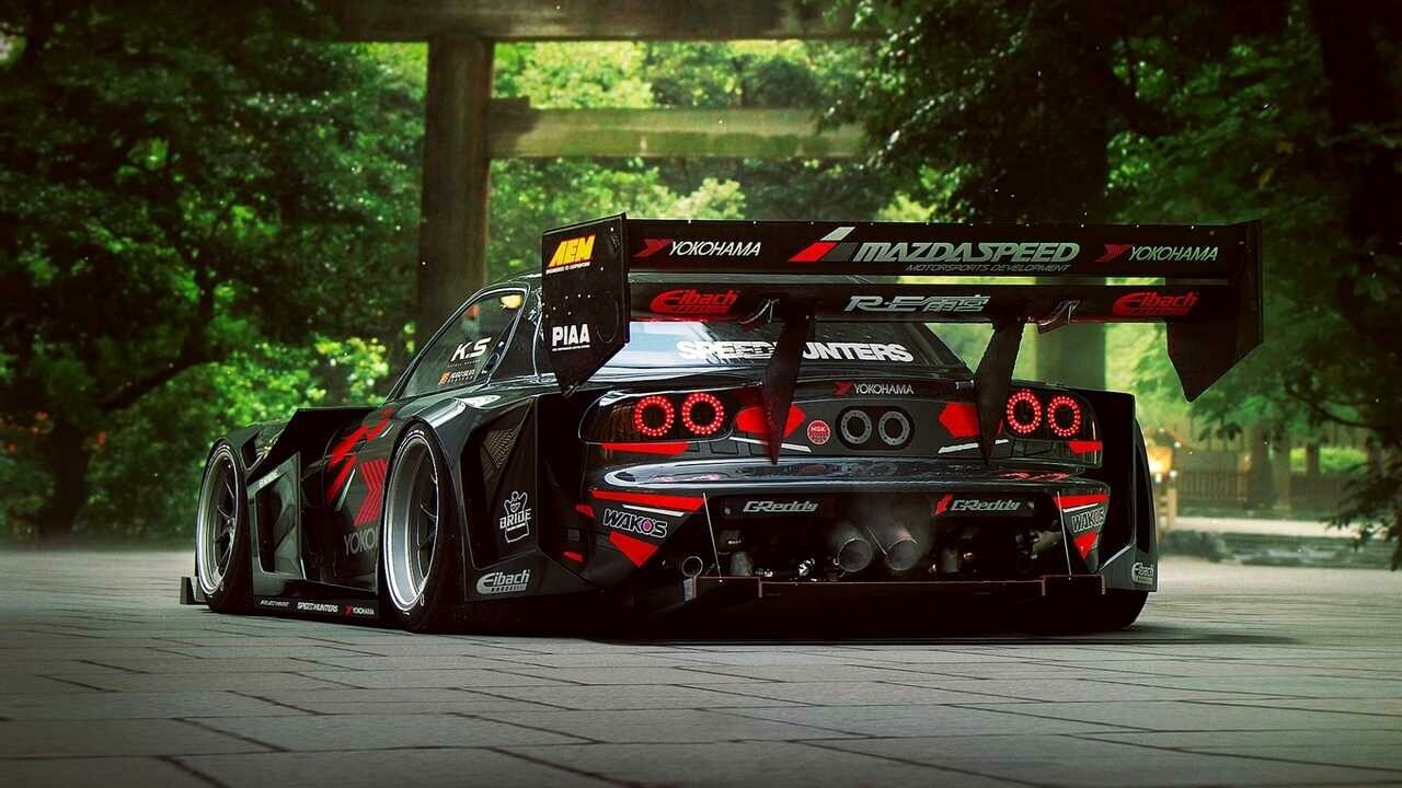Картина на холсте 110x60 LinxOne "Спортивный автомобиль Mazda тюнинг" интерьерная для дома / на стену / на кухню / с подрамником