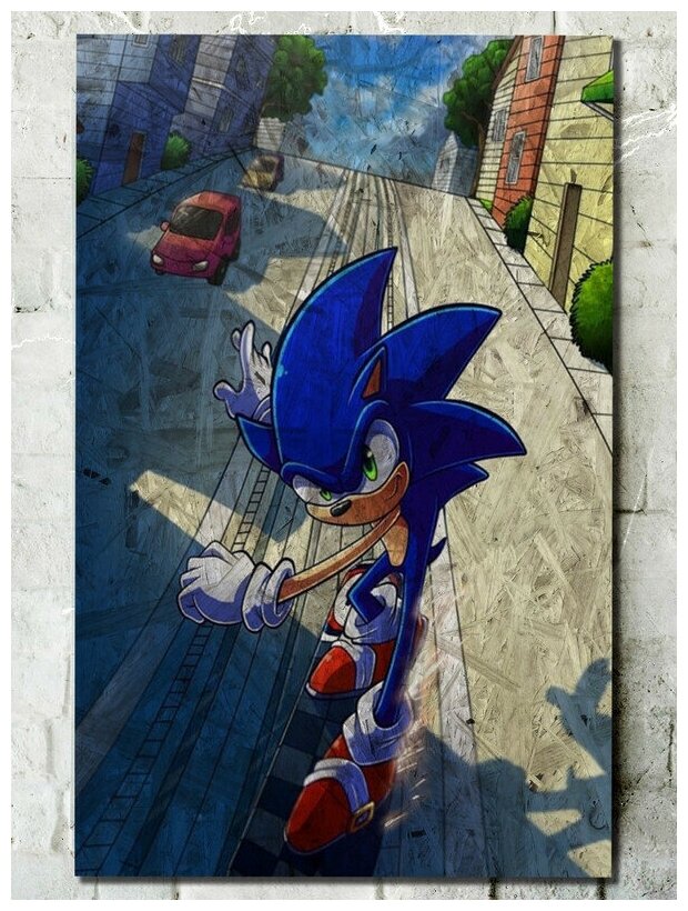 Картина интерьерная на рельефной доске ОСП игра Sonic the Hedgehog (PS, Xbox, PC, Switch) - 9722