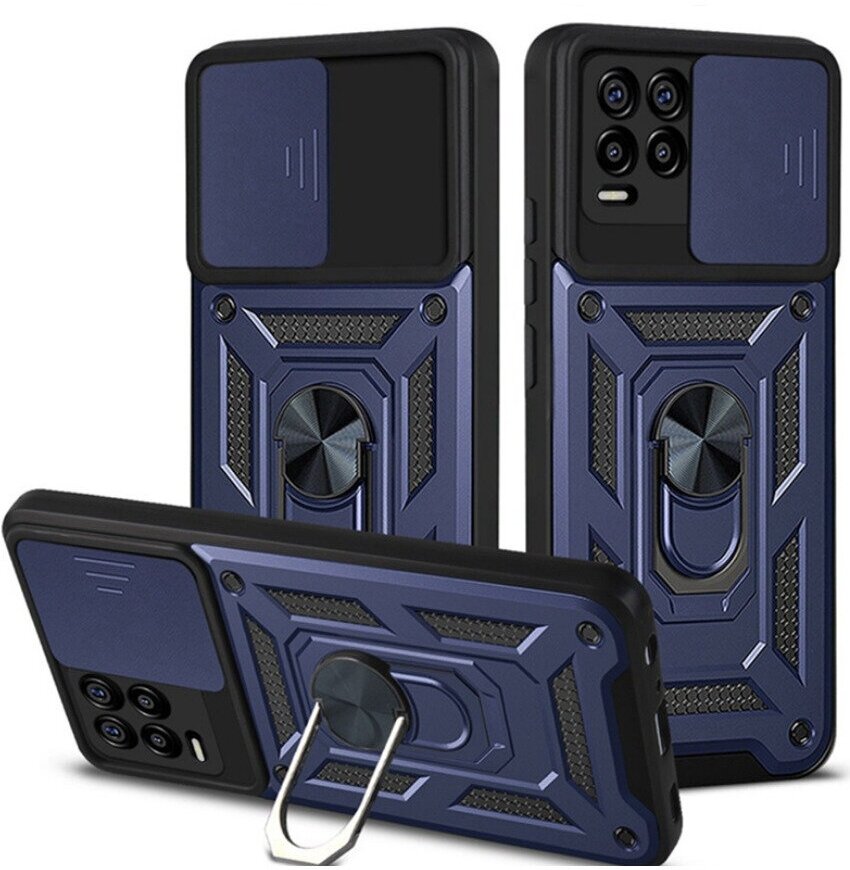 Чехол противоударный для Realme 8 4G и 8 Pro / Реалми 8 4G и 8 Про с защитой камеры armors (Темно-синий)