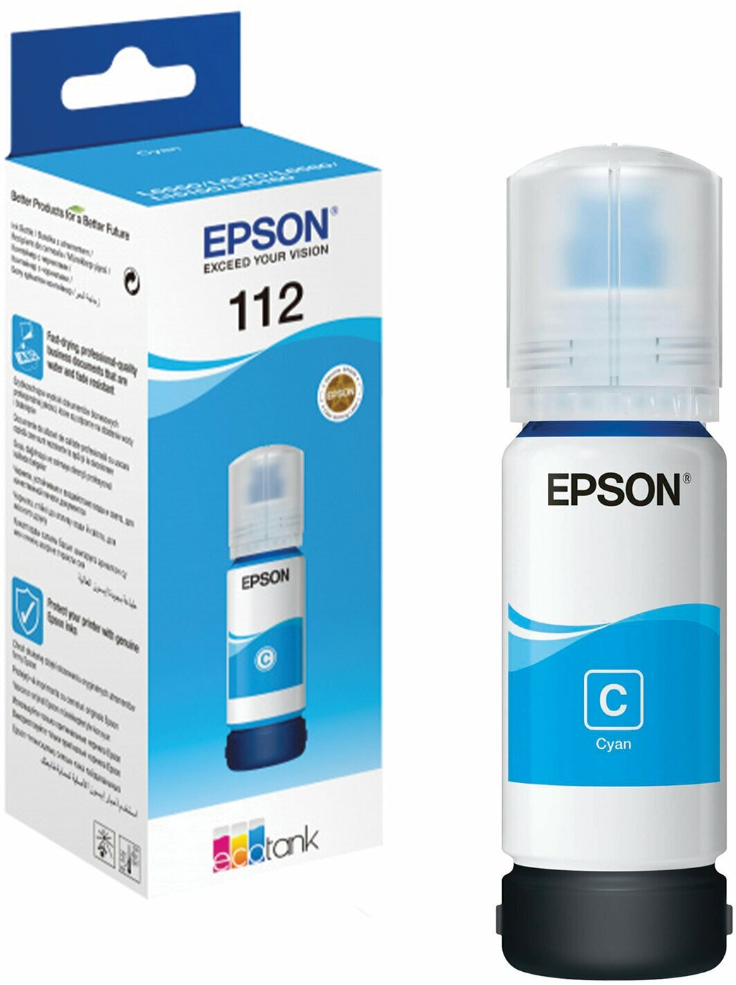 Чернила для принтера Epson для СНПЧ L11160, L15150, L15160, L6550, L6570, голубые, оригинальные