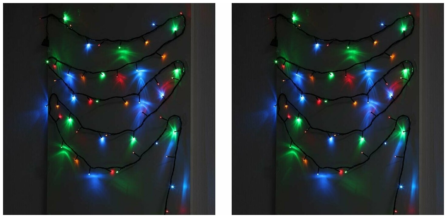 Гирлянда ЭРА Нить 220V 50Led 5м IP20 мультиколор (комплект из 2 шт)