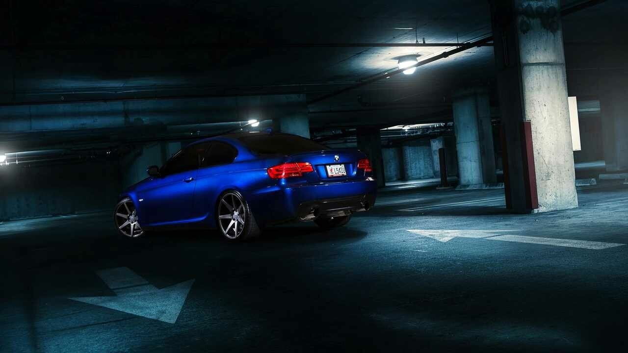 Картина на холсте 60x110 LinxOne "Bmw 335i blue e92 graphite" интерьерная для дома / на стену / на кухню / с подрамником