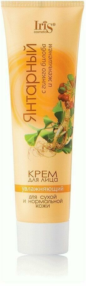 IRIS Крем для лица Янтарный с гинкго-билоба и женьшенем увлажняющий, 100 мл
