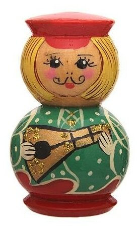 Магнит деревянный расписной Русский балалаечник 2 штуки 6 см