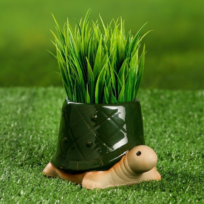 Декоративный горшок для цветов «Черепашка», 250 мл, 12×8×7 см, керамический