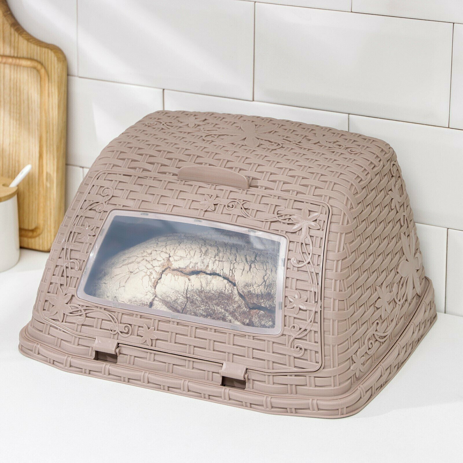 Хлебница "Плетёнка", 26х33х19 см, цвет светло-коричневый