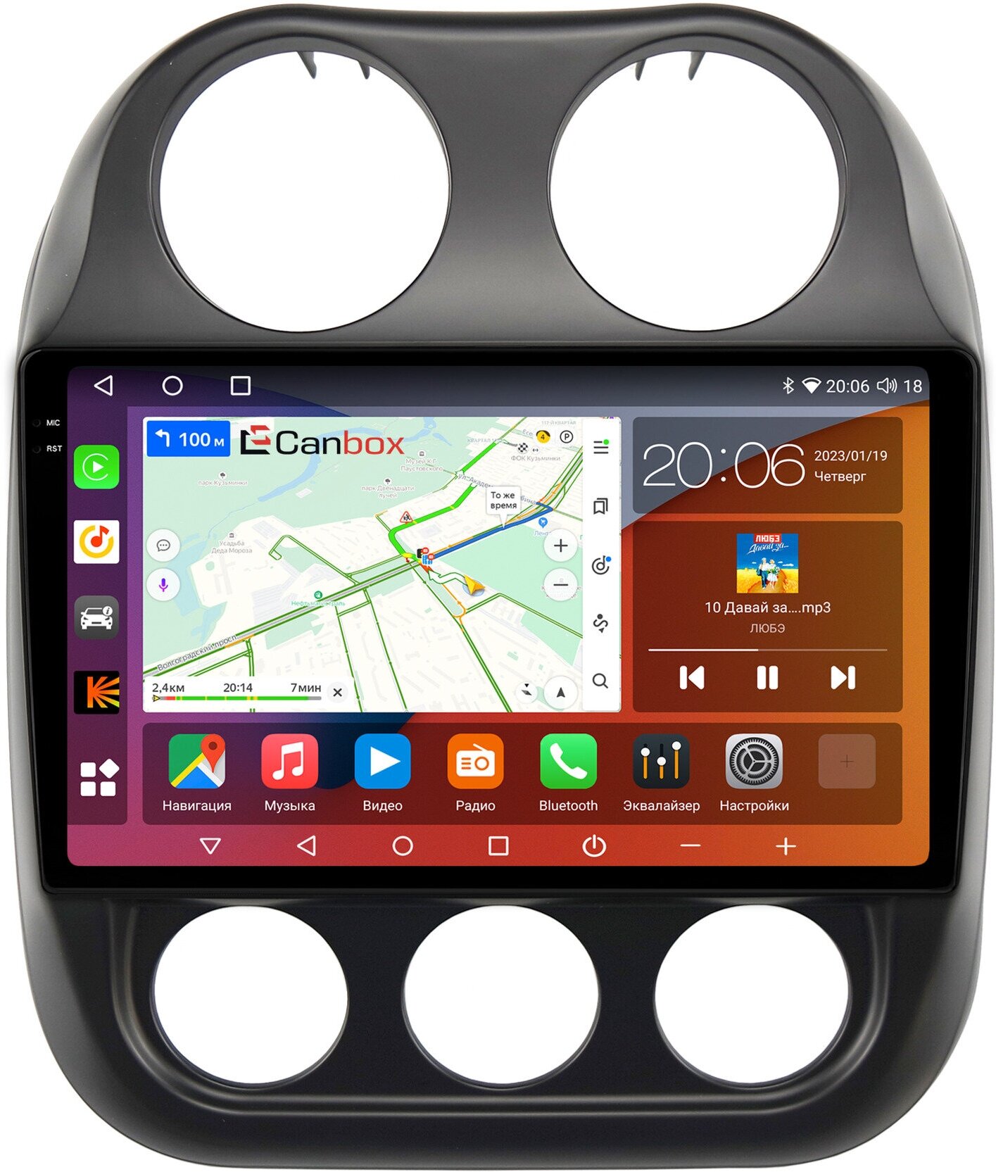 Штатная магнитола Jeep Compass, Liberty (Patriot) 2009-2016 Canbox H-Line 2K 4185-10-810 на Android 10 (4G-SIM, 6/128, DSP, QLed)