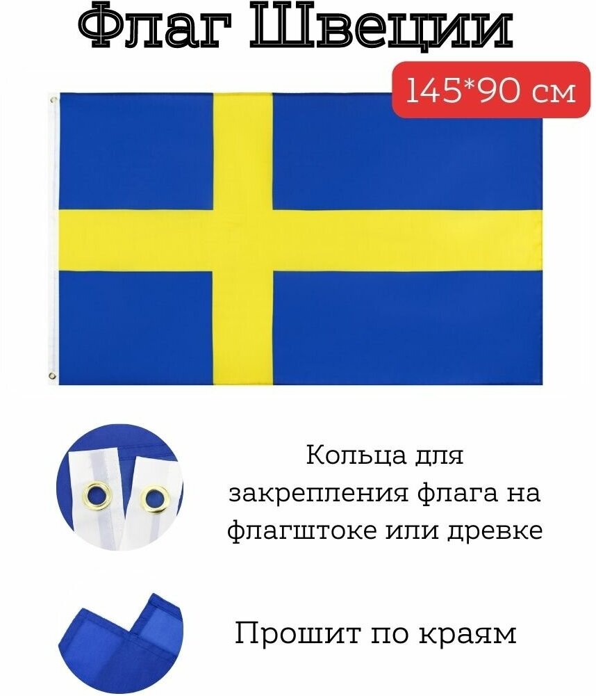 Большой флаг. Флаг Швеции (145*90 см)