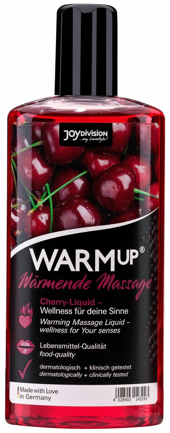 Разогревающее съедобное массажное масло с ароматом вишни Joy Division WARMup Cherry, 150 мл