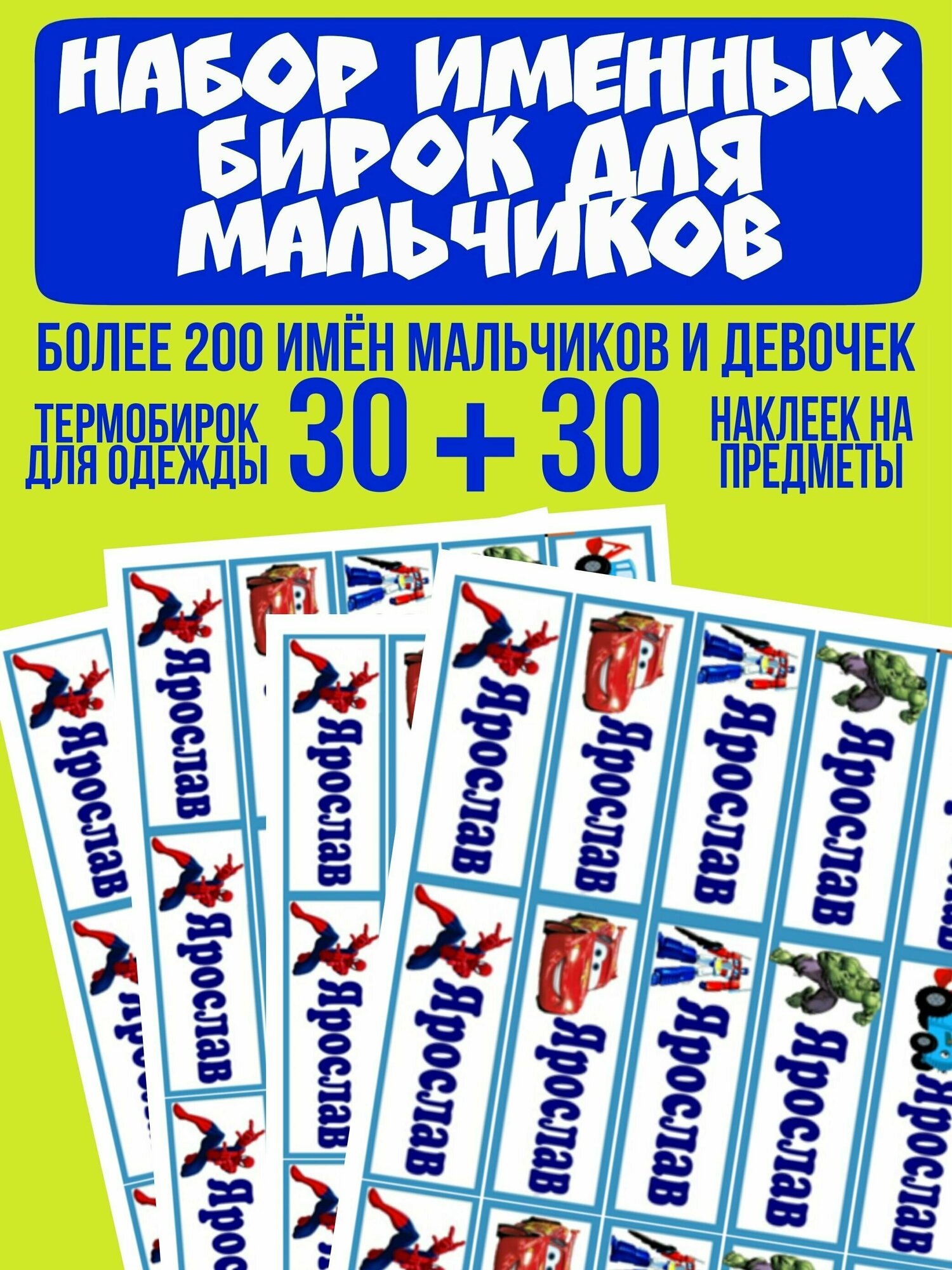 Набор именных бирок с именем Ярослав