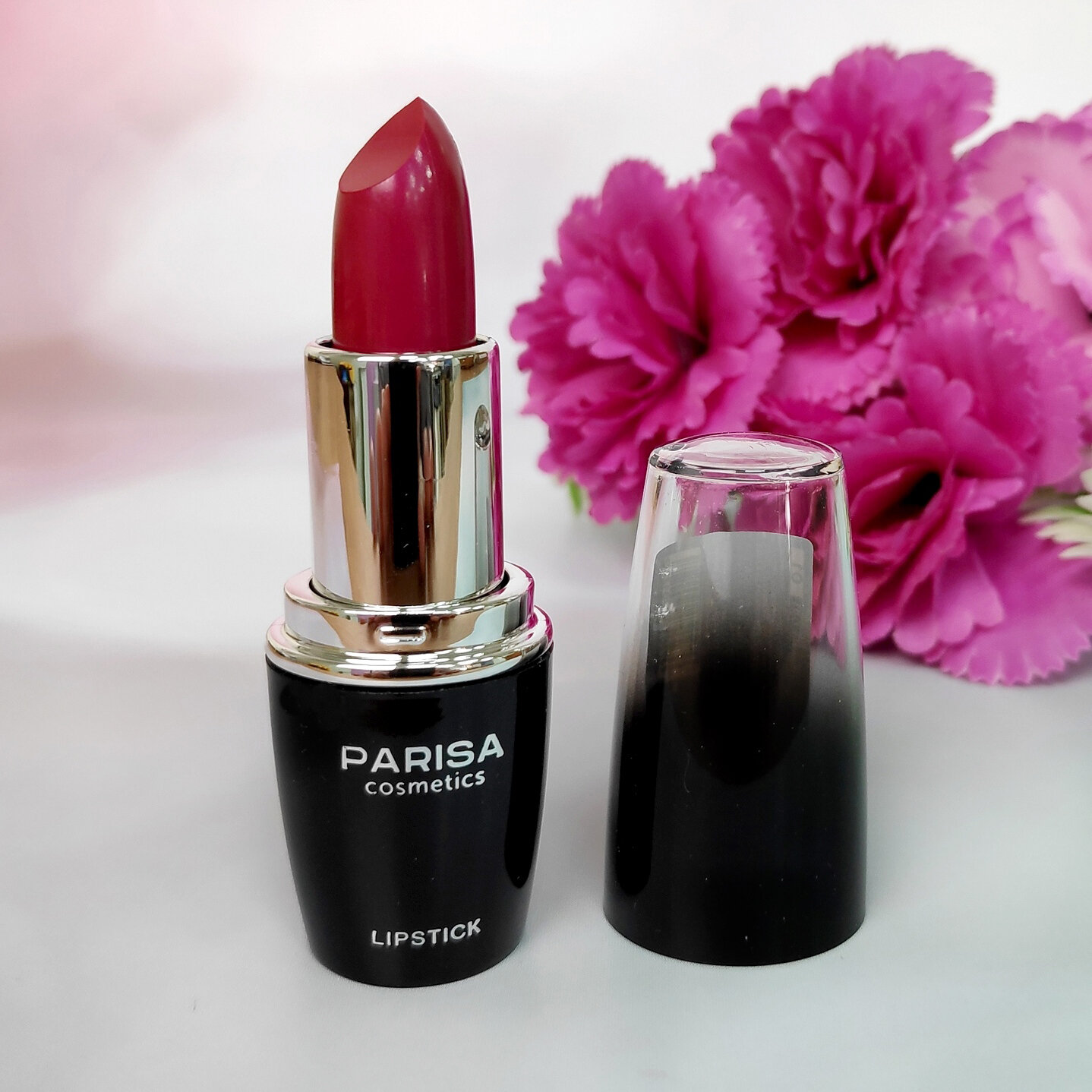 Помада для губ Parisa Creamy, с касторовым маслом, оттенок: 01 Перламутровая фуксия, 4мл