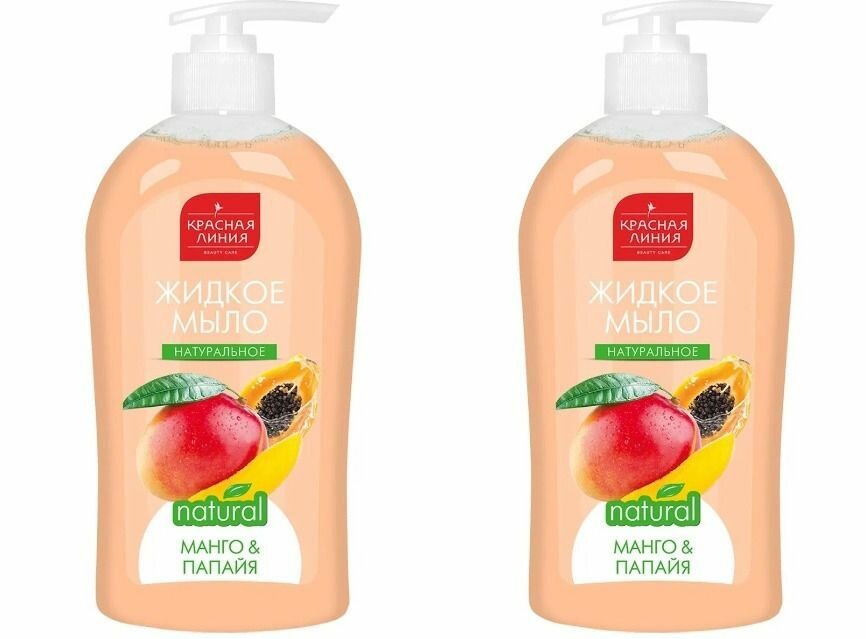 Красная Линия Жидкое мыло натуральное "Манго и папайя", 500 г, 2 шт