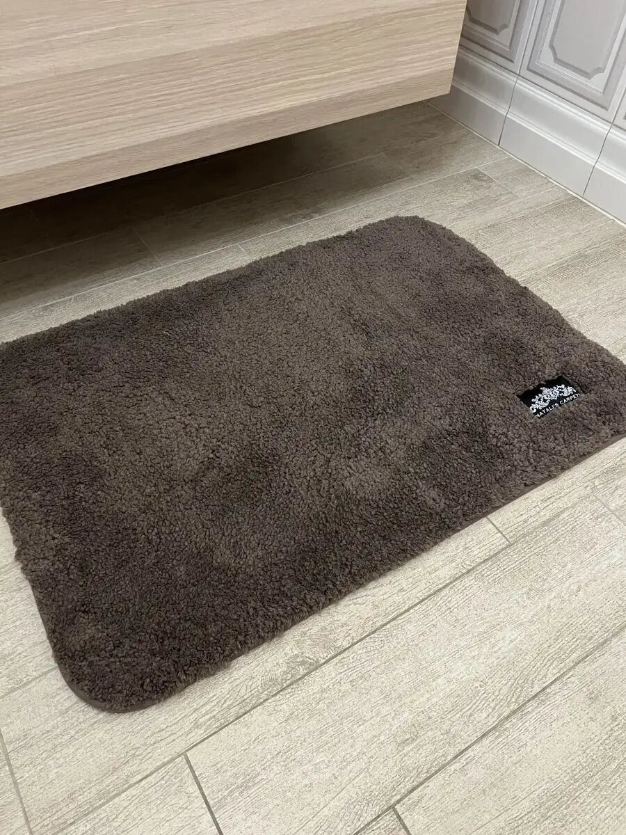 Коврик прикроватный 60×110см, противоскользящий, мягкий, коричневый