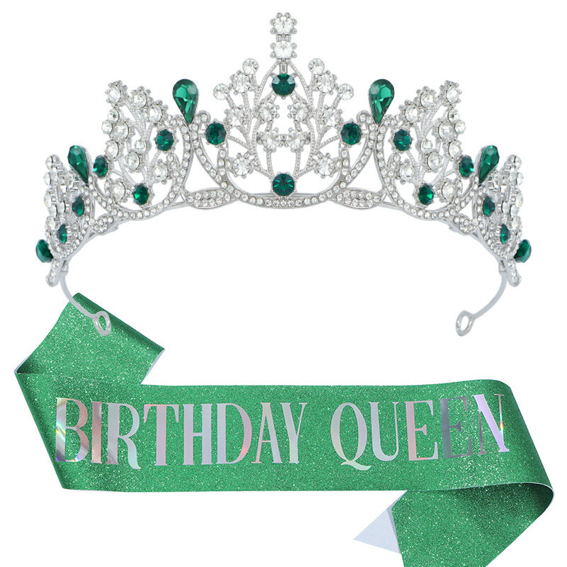 Костюм "Новый день рождения", корона, на плечевом ремне, зеленый