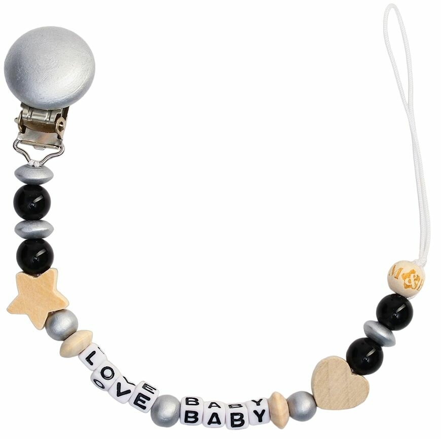 Держатель-игрушка для соски "Love Baby" из дерева, прищепка на одежду для прорезывателя и ниблера, клипса для пустышки